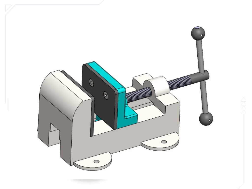 机械设计---工装夹具台虎钳(3D模型+零件图+装配图)