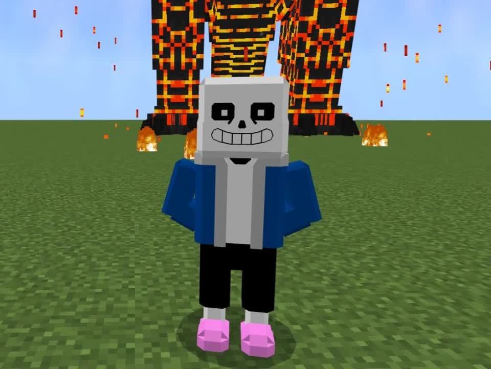 我的世界传说之下SANS大战哥斯拉 #魔哒解说 #我的世界模组