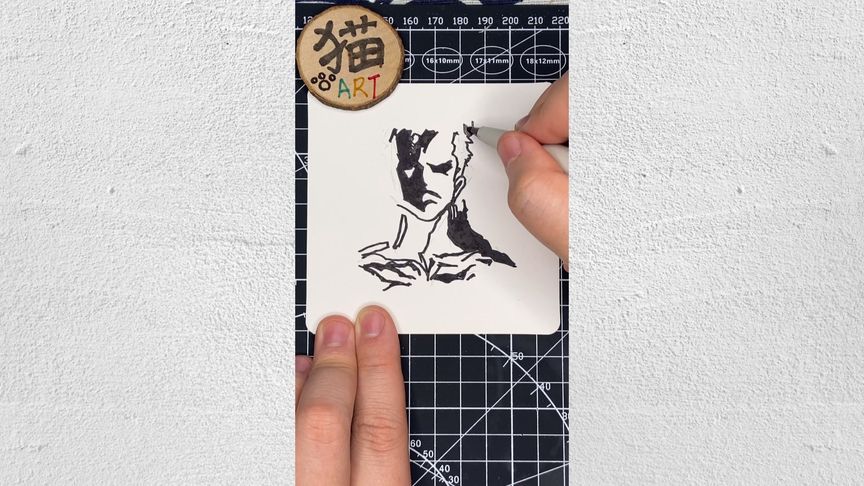 海贼王索隆觐见,黑白版刻简笔画,简单易学一根笔就行