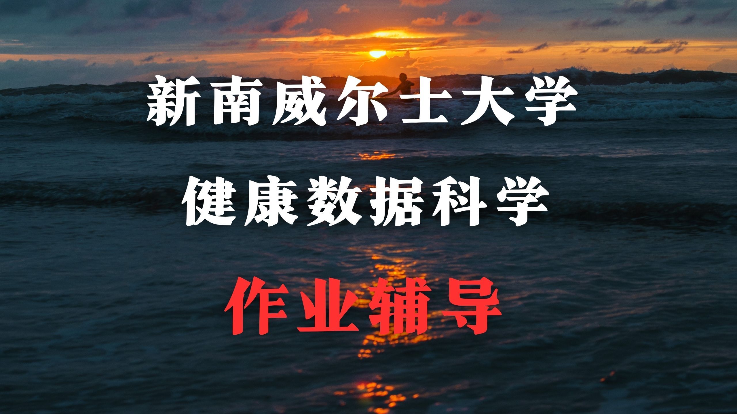 新南威尔士大学 健康数据科学 作业辅导