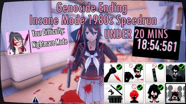 ...1980年代 疯狂模式 残灭结局速通!20 分钟以内通关《病娇模拟器》