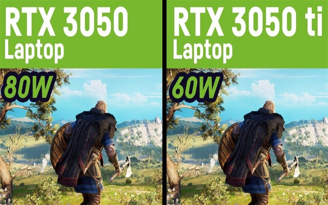 RTX 3050 4G(80W)vs RTX 3050Ti 4G(60W) 笔记本显卡对比(1080P...