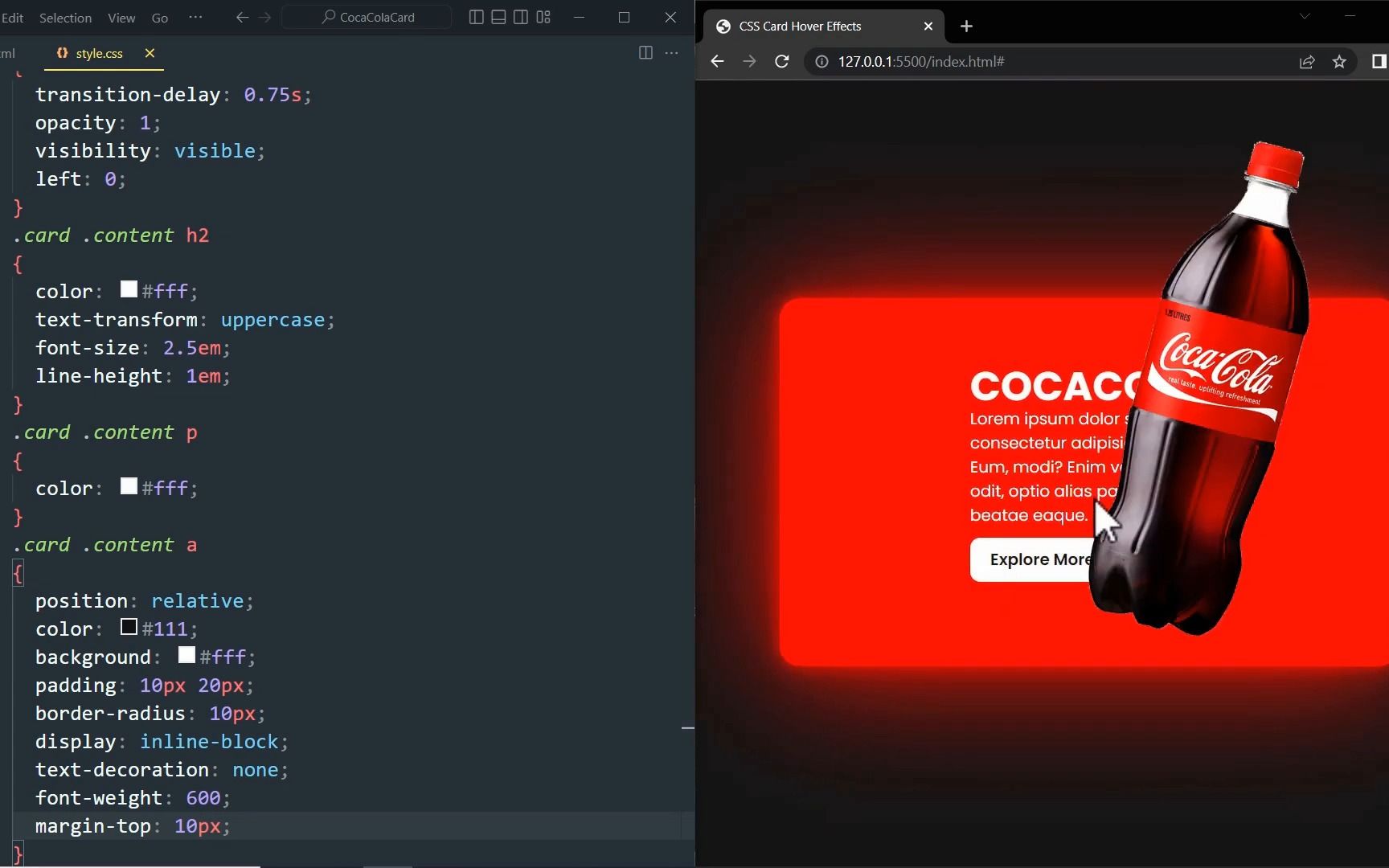 用 HTML 和 CSS 实现可口可乐动画效果