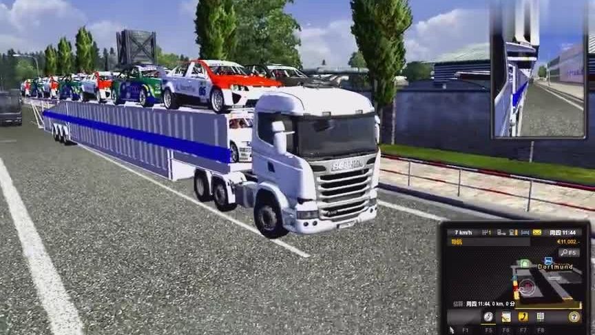 欧洲卡车模拟2:中国老司机开着超长挂车运输轿车!