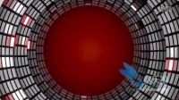 7114三维光圈转动旋转方块方格几何图形圆环循环运动图形视频素材