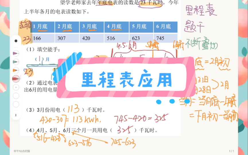 【三年级】里程表的计算应用(累计)