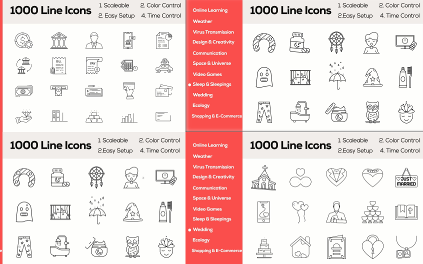 AE模板-1000套线性动态图标各种各行各业动态图标 icon