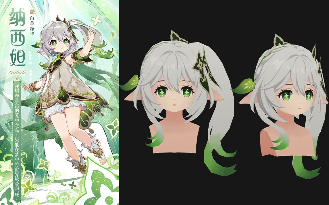 C4D人物角色建模:原神“草神”纳西妲手绘贴图全过程,用手画出自己...