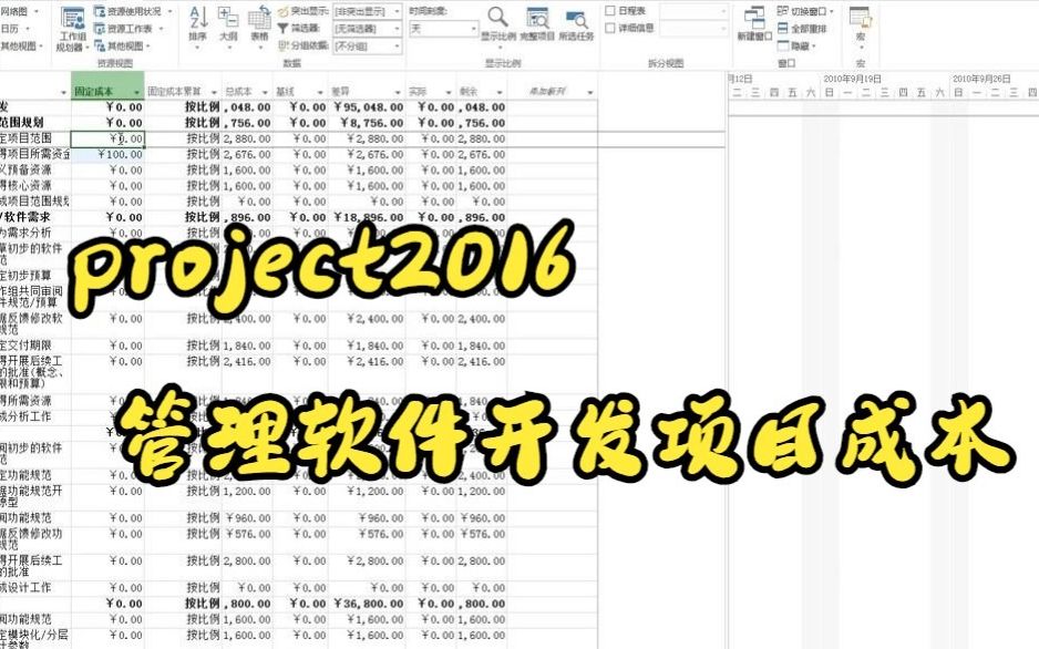 【project技巧】关于project2016 的管理软件开发项目成本