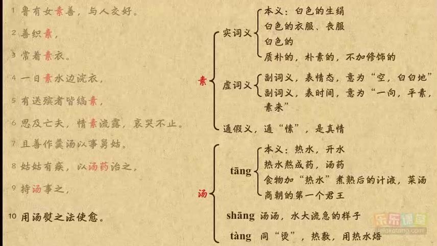 文言文阅读-文言文实词-一词多义“素”和“汤”字