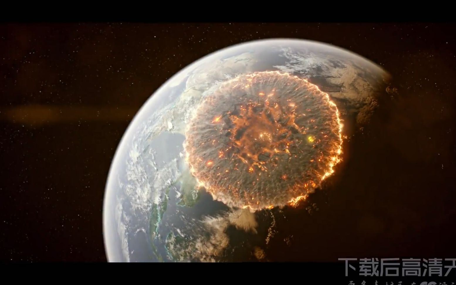 s156 震撼史诗特效地球星期火山爆发塌陷燃烧效果视频片头素材开场...
