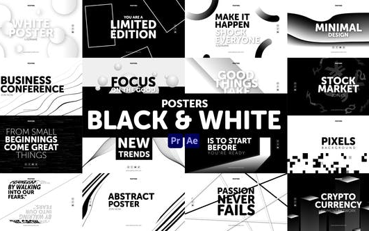 AE模板-动态艺术海报视频模板超酷的设计感海报模板视频海报动态...