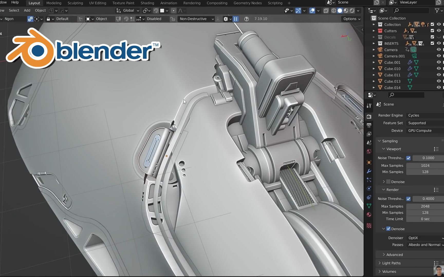 【blender】硬表面起稿思路,细分建模小技巧!