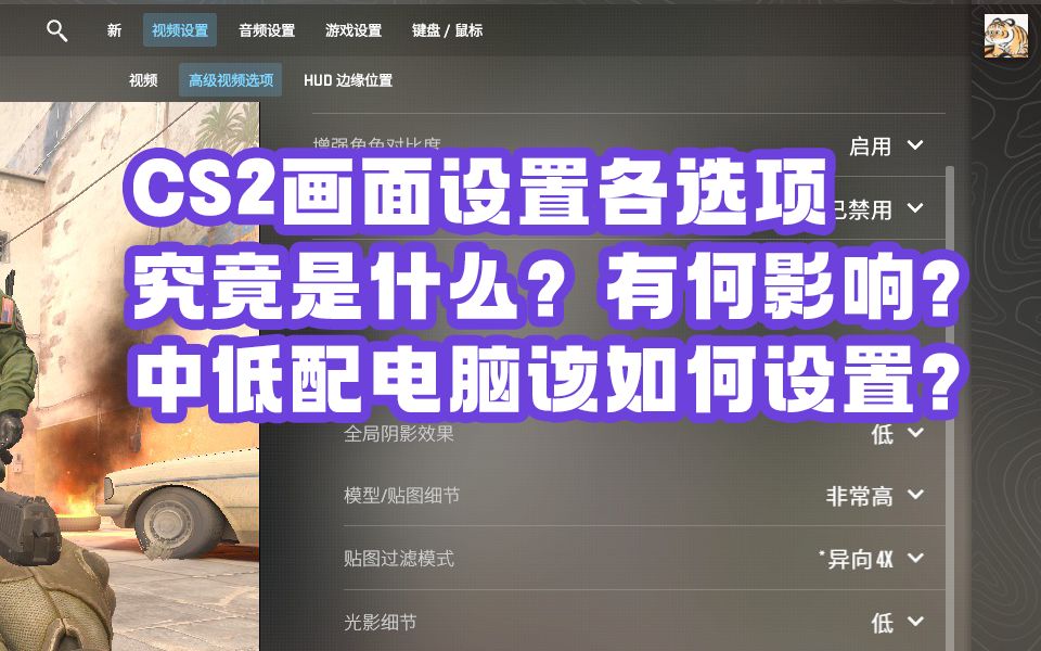 CS2画质设置各选项是什么?中低配电脑?