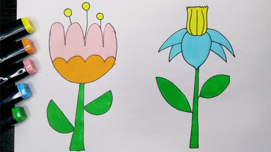 手绘简笔画:两种可爱的小花你喜欢哪种?