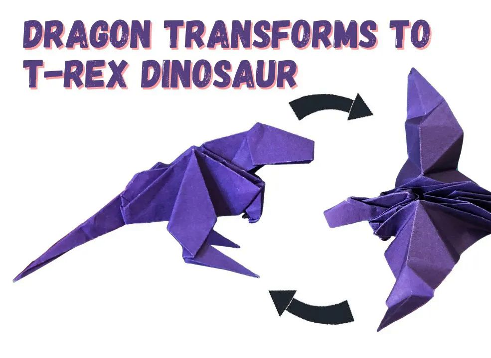 ...霸王龙折纸教程How to make a Paper Dragon Transforms to T-Rex Dino
