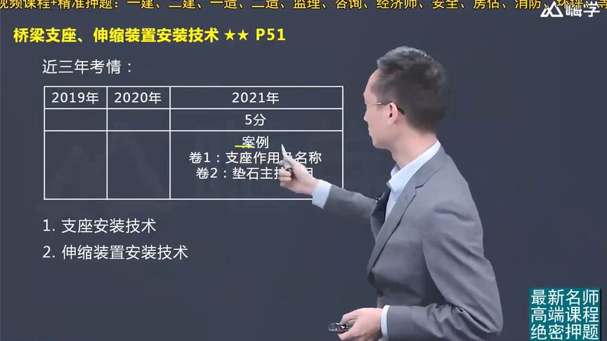22年二建市政专业 李四德精讲:19 桥梁支座、伸缩装置安装技术