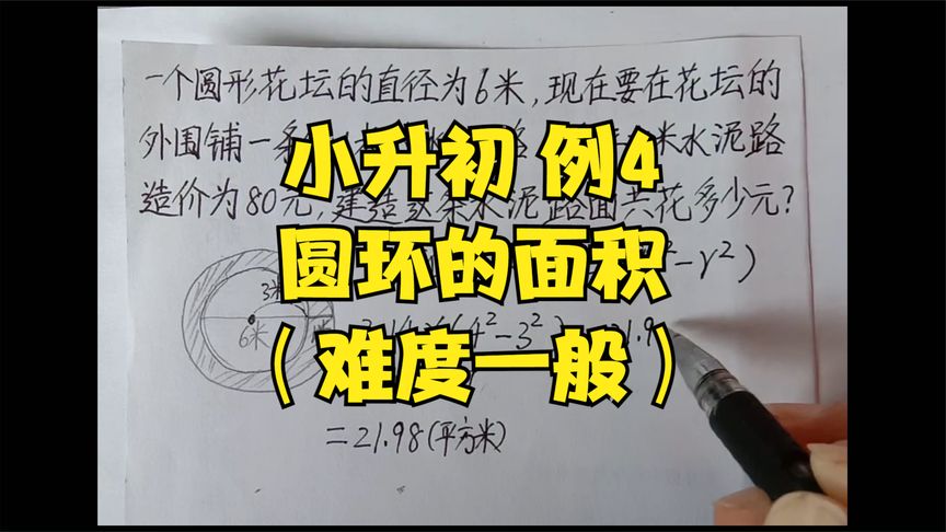 圆环的面积,小升初必考,很重要哦。