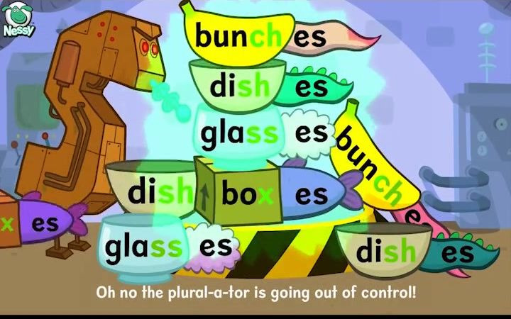 【中字】Nessy教拼写:复数形式 -s -es