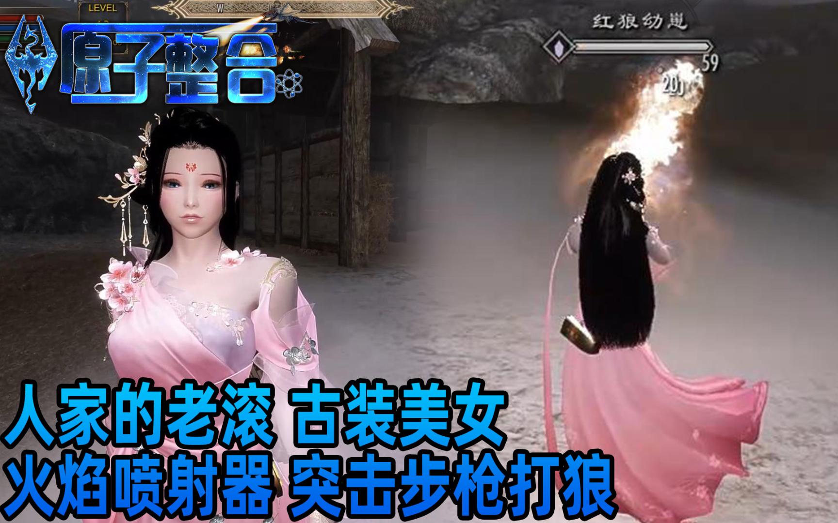 【老滚01】古装美女+突击步枪打狼 这就离谱▲上古卷轴原子整合重置...