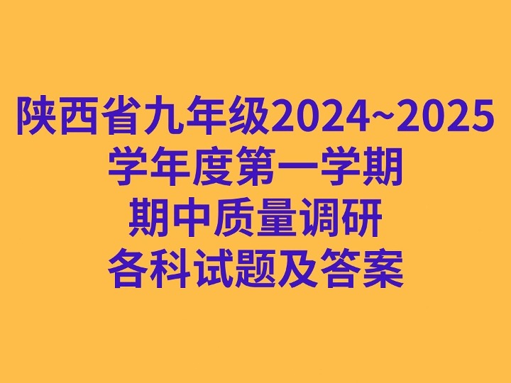 陕西省九年级2024~2025学年度第一学期期中质量调研各科试卷及答案