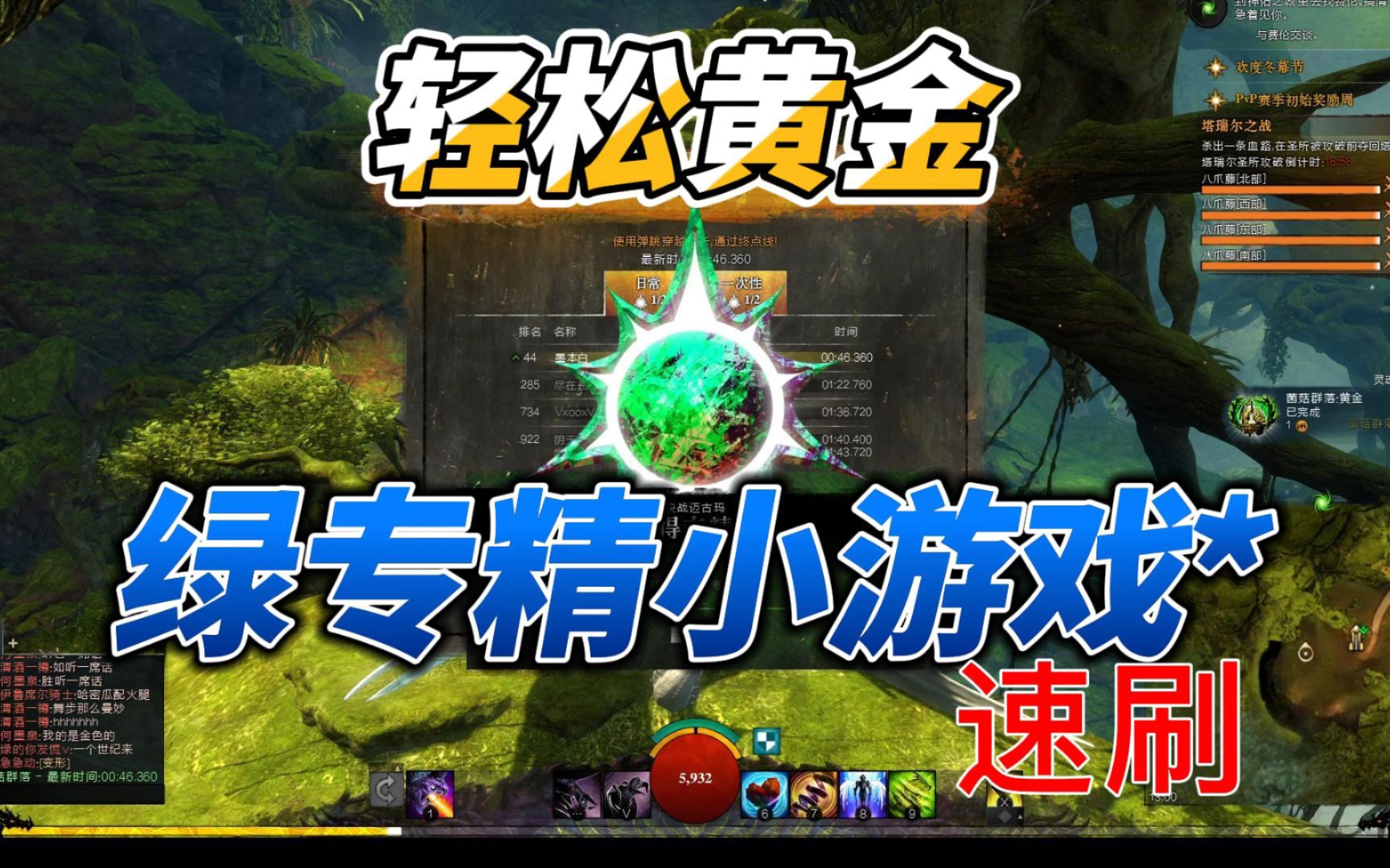 [激战2] 绿专精获取 通用迈古玛小游戏 轻松百分百黄金 速刷技巧_哔哩...