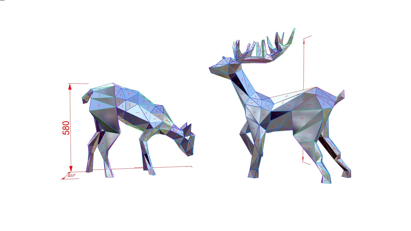 不锈钢鹿雕塑小品建模拆图下料制作生产异型钣金建模拆图雕塑装置...