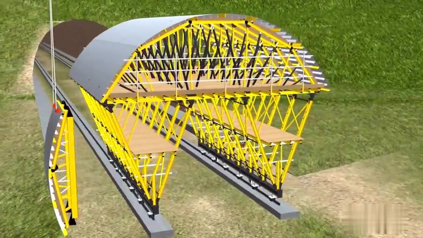3D演示隧道支模混凝土浇筑施工