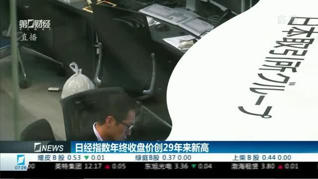日经指数年终收盘价创29年来新高 | 财经早班车
