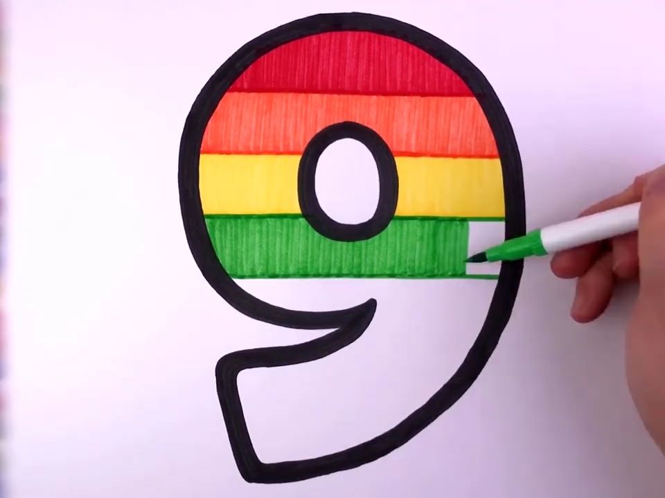 儿童简笔画教孩子画数字9