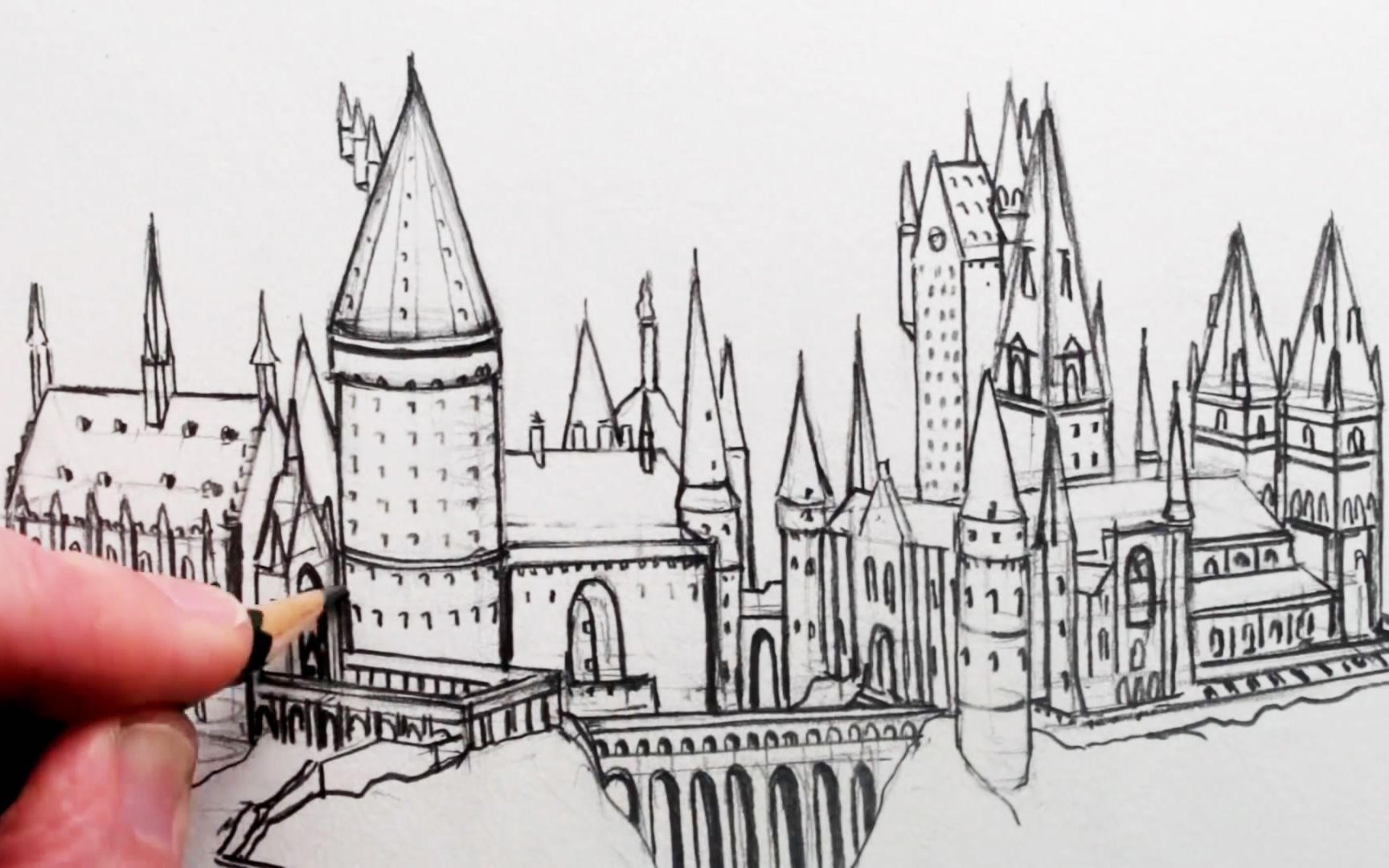 【Painting】手绘哈利波特的学校~"Hogwarts School"