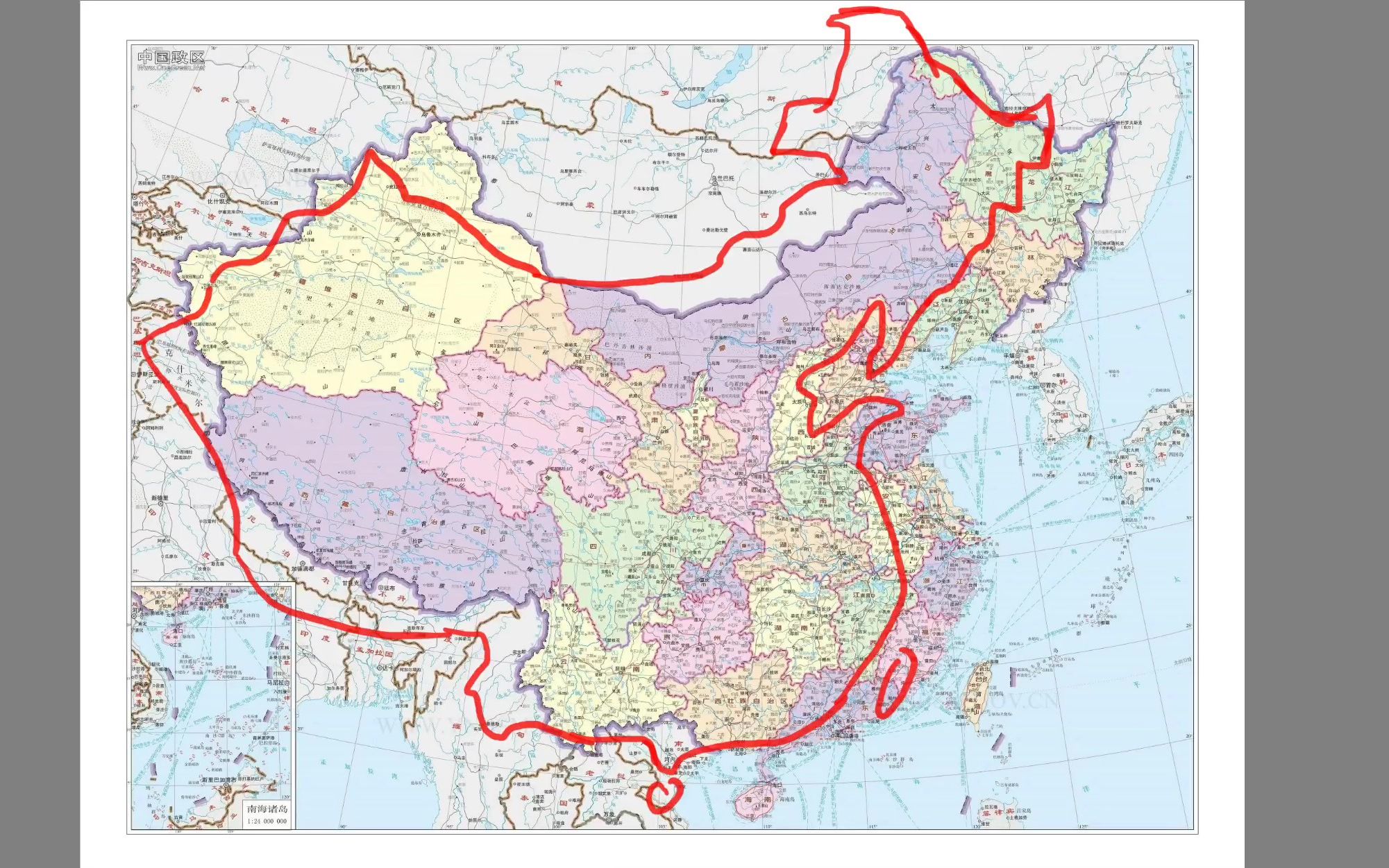 【中国地图简笔画】快速画出一个结构相对准确的中国地图!