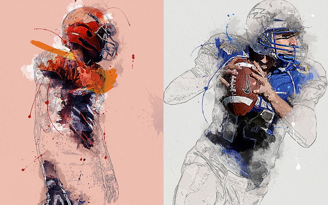 水墨混合铅笔素描艺术草图效果图片PS动作教程