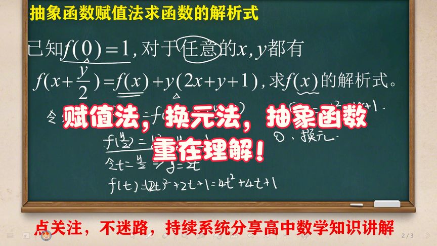 抽象函数赋值法求函数的解析式,涉及换元法,重在理解函数的本质