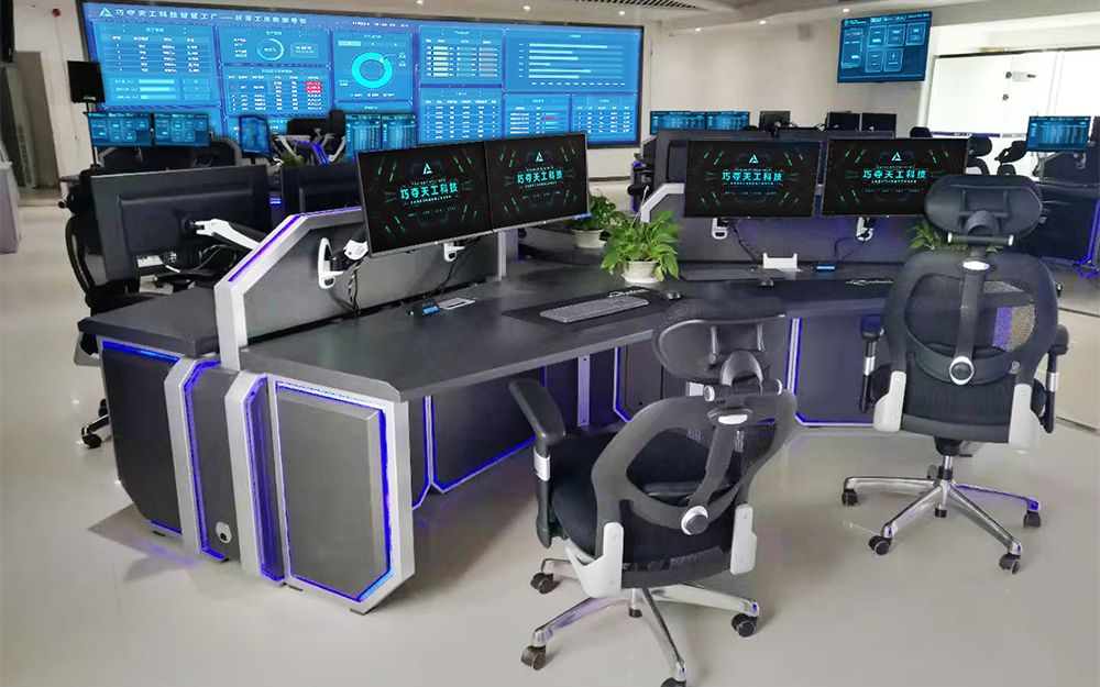 巧夺天工科技-6工位数据分析工作站-科技感金属操作台-案例展示