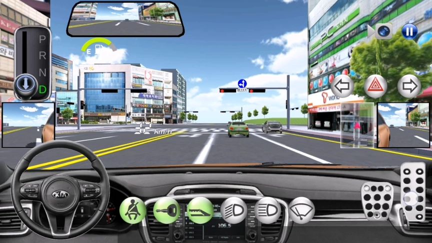 驾驶学校模拟器3d,开着老款起亚狮跑练习窄路会车