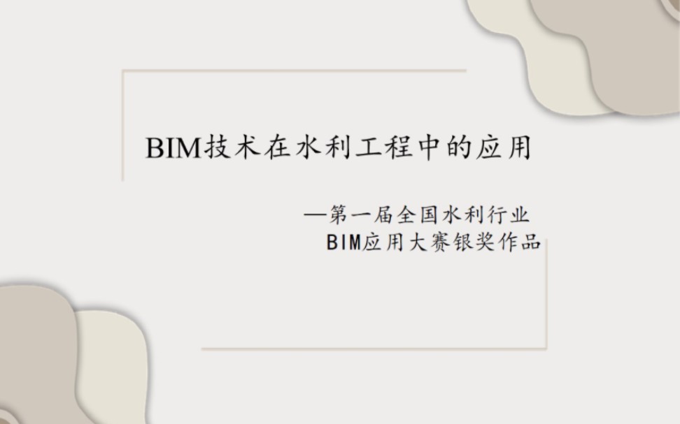 第一届全国水利行业BIM应用大赛银奖作品