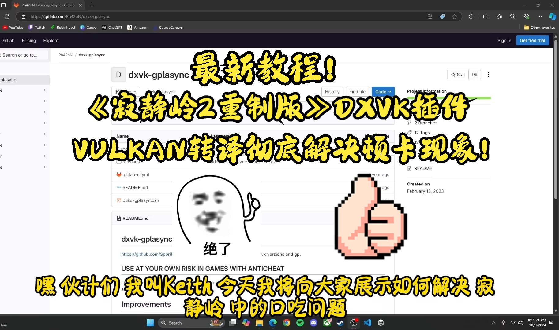 全B站唯一最新教程!另辟蹊径解决【寂静岭2重制版】电脑PC版顿卡...