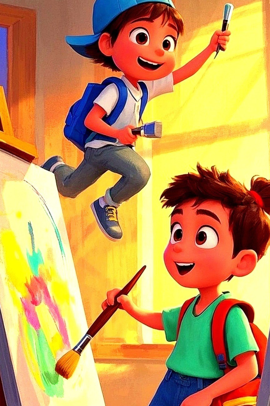 少儿,小画家笔下的颜色,混合出新的快乐