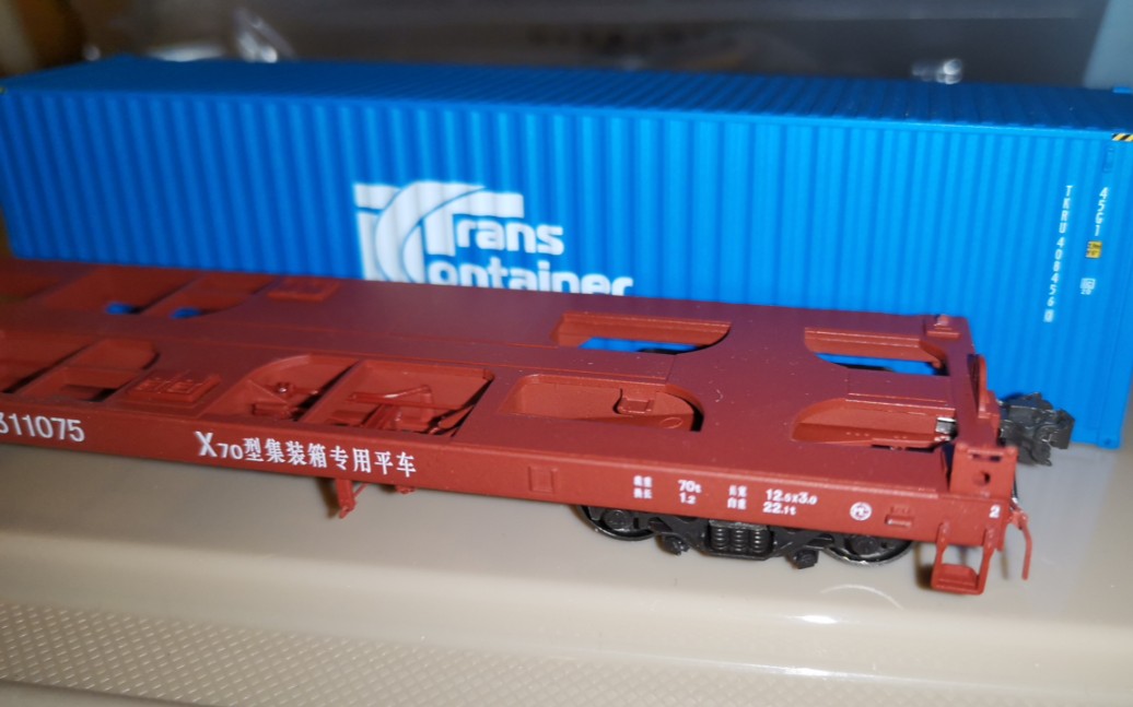 HO比例火车模型之中国铁路X70型集装箱平车,北创～非百万城 N27 ...
