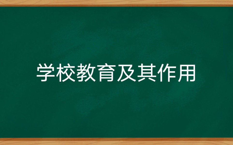 学校教育及其作用