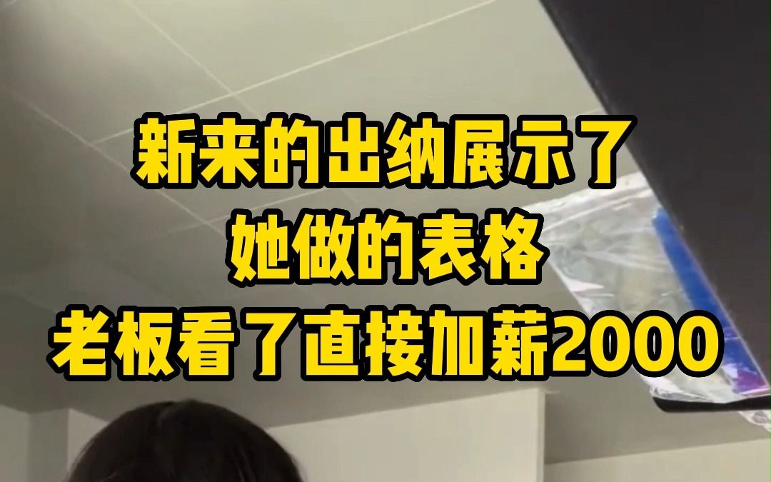 新来的出纳展示了她做的收支明细表,老板看了直接加薪两千