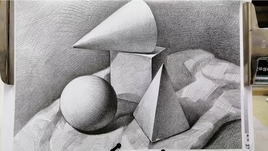 当代国画家徐鹤～美术高考素描基础教程:几何体组合训练
