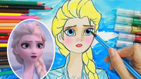 创意简笔画,如何画艾莎公主并涂色,你觉得像她吗?
