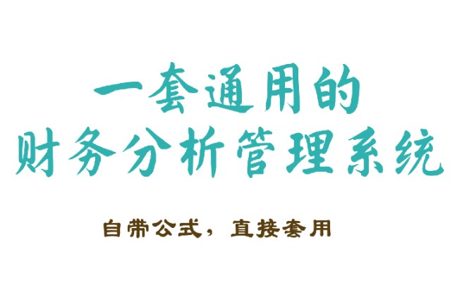 一套通用的财务分析管理系统(自带公式自直接套用)