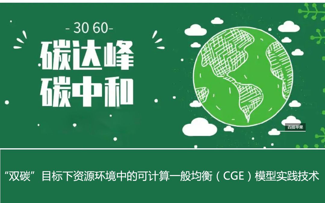 “双碳”目标下资源环境中的可计算一般均衡(CGE)模型实践技术