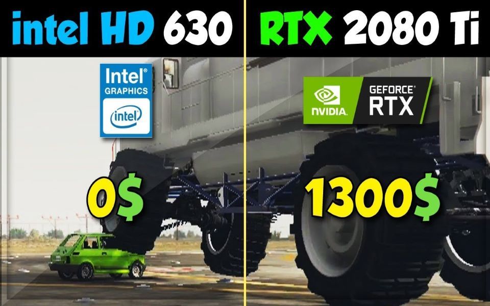 intel HD 630 对比 RTX 2080 Ti 最低设置720p