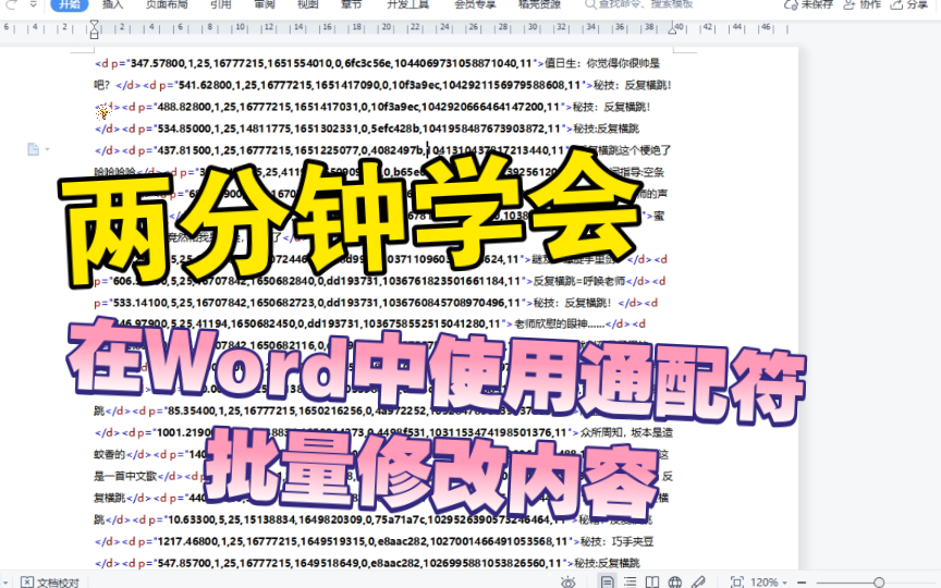 【稀奇古怪的知识分享】如何在Word中使用通配符批量修改内容