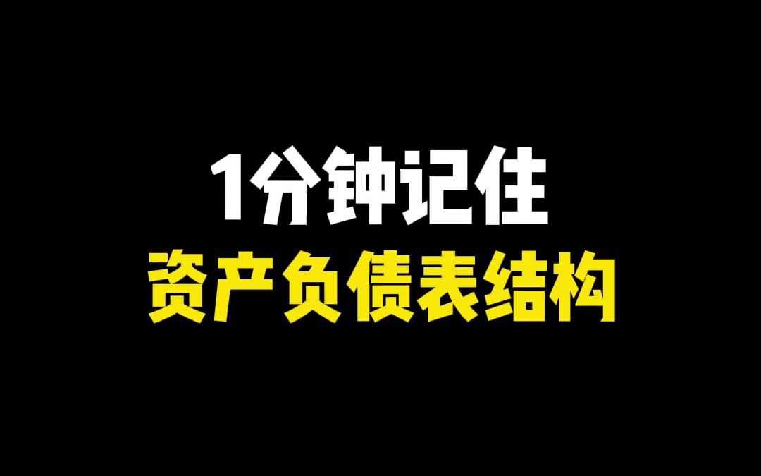 快来!1分钟记住资产负债表结构!