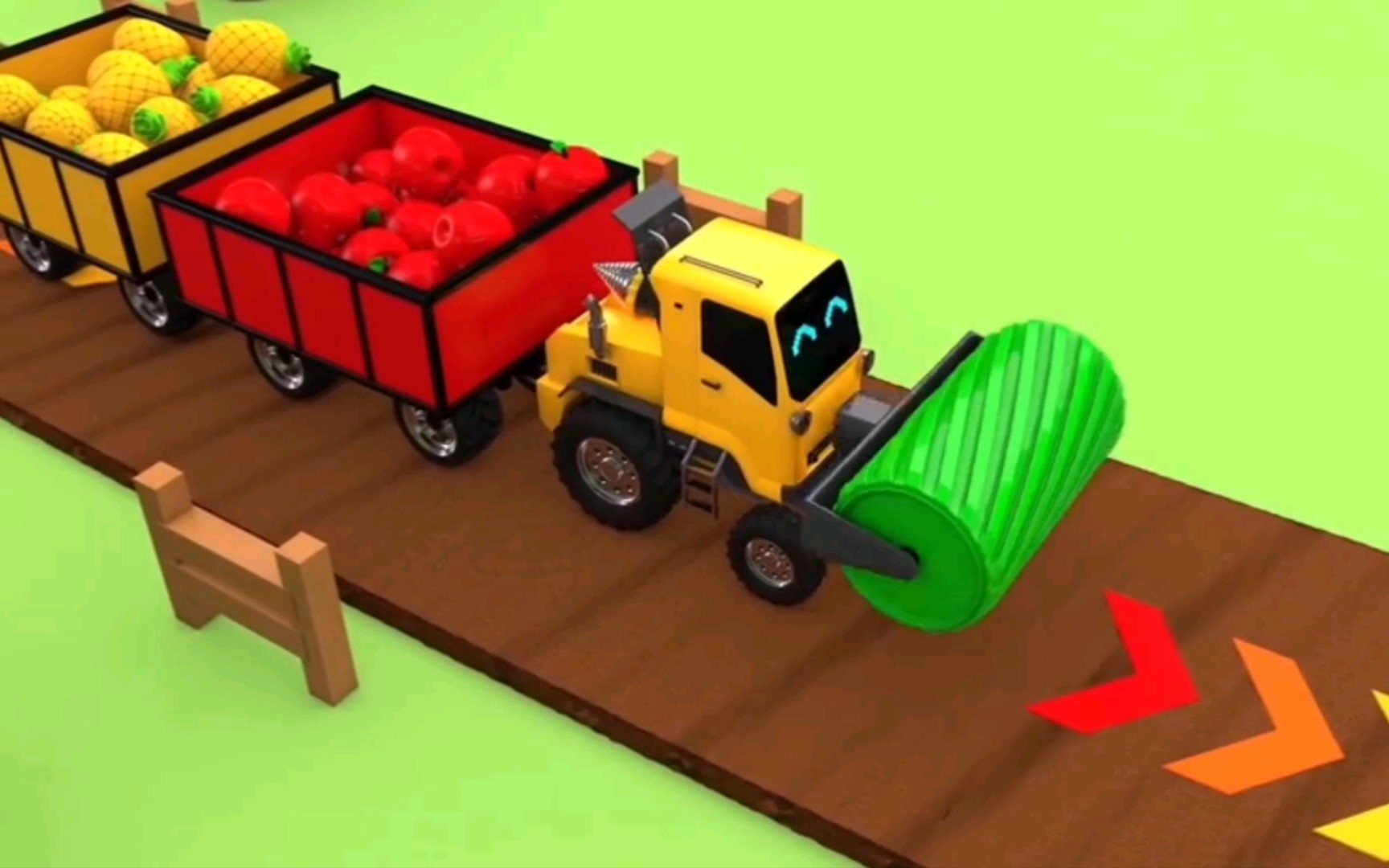 超级拖拉机收割彩色水果 英语启蒙动画 儿童卡通 宝宝学习颜色 水果 ...